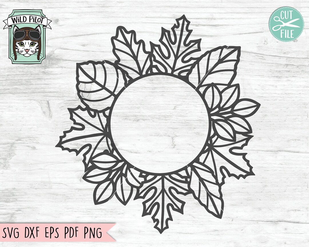 Leaf Frame SVG Round Leaf Frame Cut File Leaf Border Leaf - Etsy