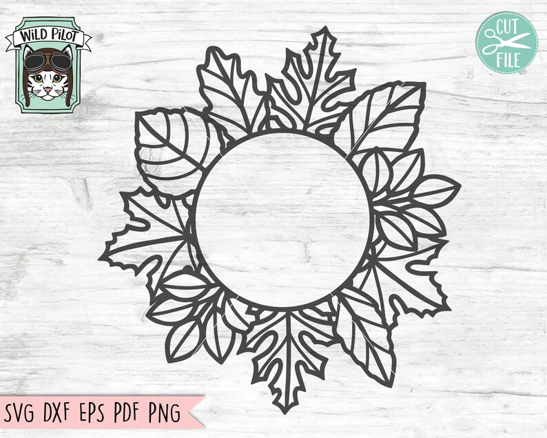 Leaf Frame SVG Round Leaf Frame Cut File Leaf Border Leaf - Etsy