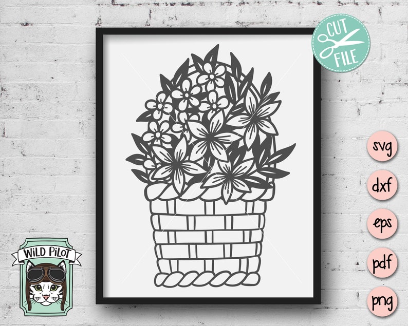 Flower Basket SVG File Flower Basket Cut File Easter SVG - Etsy