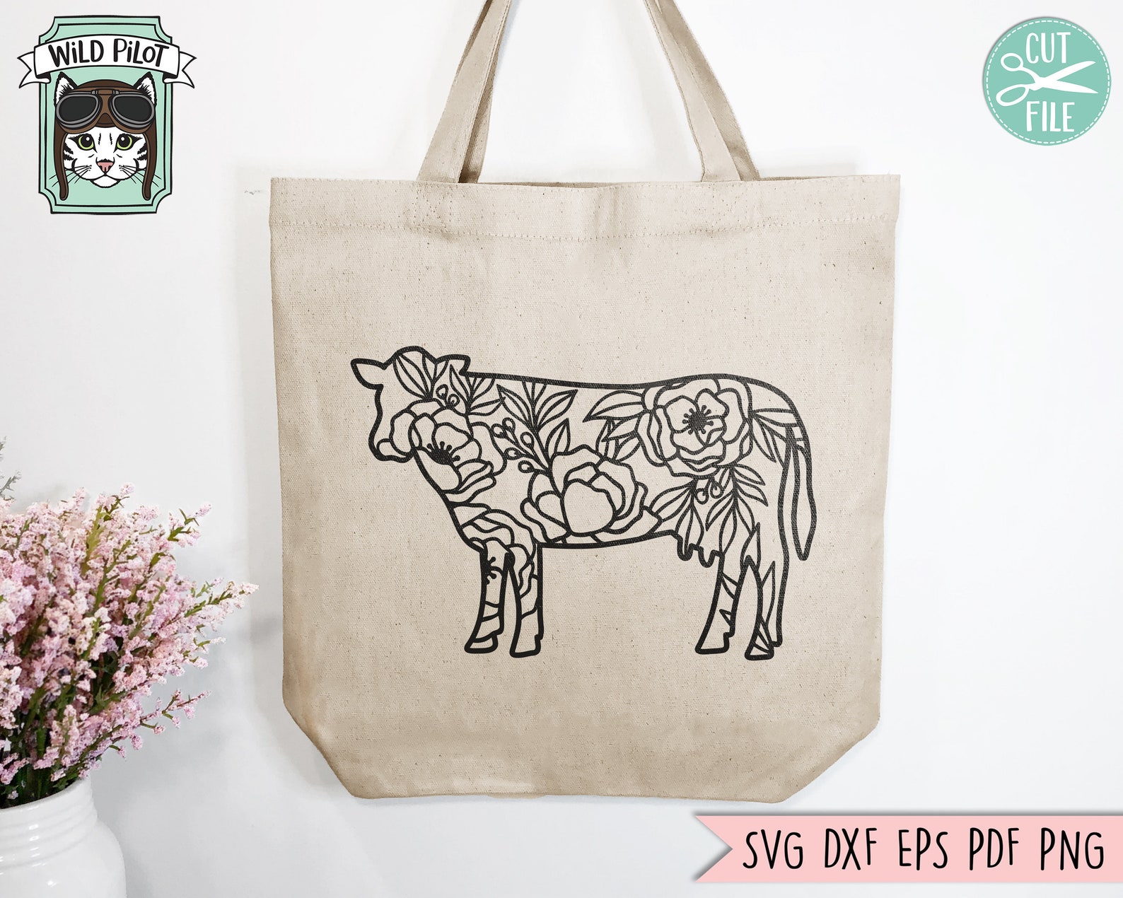 Cow Silhouette SVG File Cow Cut File Floral Cow Svg File - Etsy