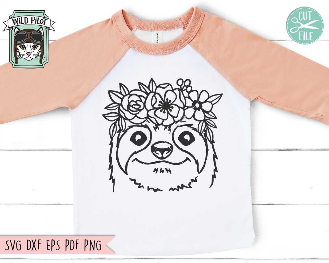 Sloth SVG File Floral Sloth Cut File Sloth With Flower Crown | Etsy