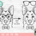 German Shepherd Svg File, Dog With Glasses Svg, Dog Cut File, Dog Svg ...