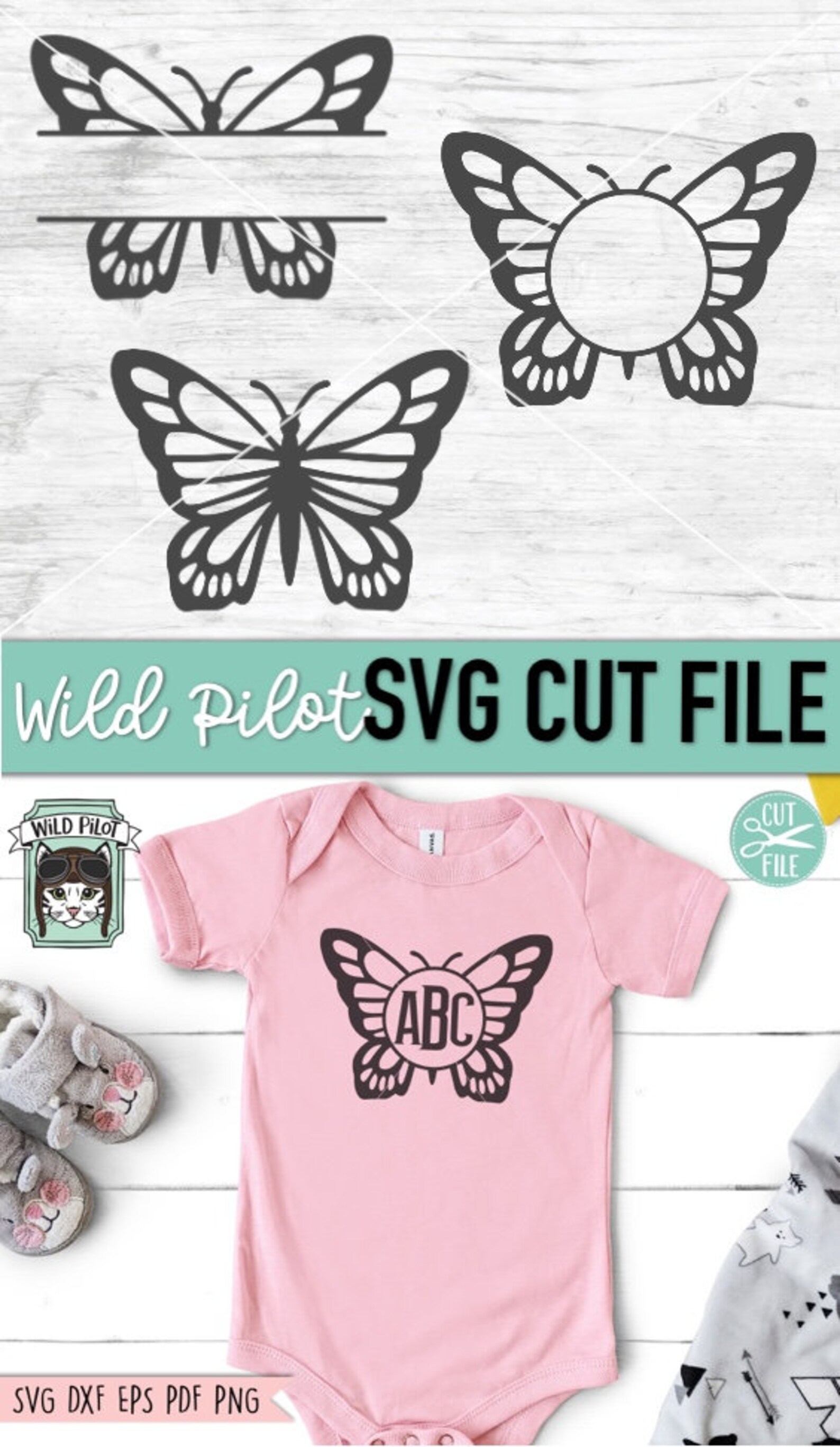 Butterfly Monogram SVG File, Butterfly Split Frame SVG File, Butterfly ...