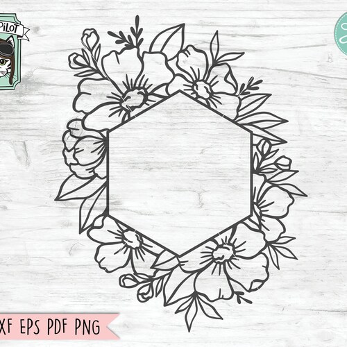 Floral Frame SVG Floral Frame Cut File Rectangle Flower - Etsy