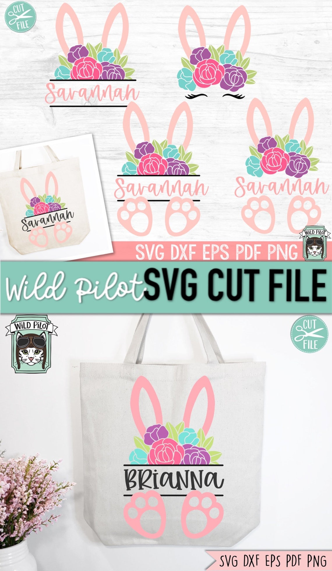 Bunny SVG, Easter Monogram Frame SVG Cut File, Easter Bunny PNG, Easter ...