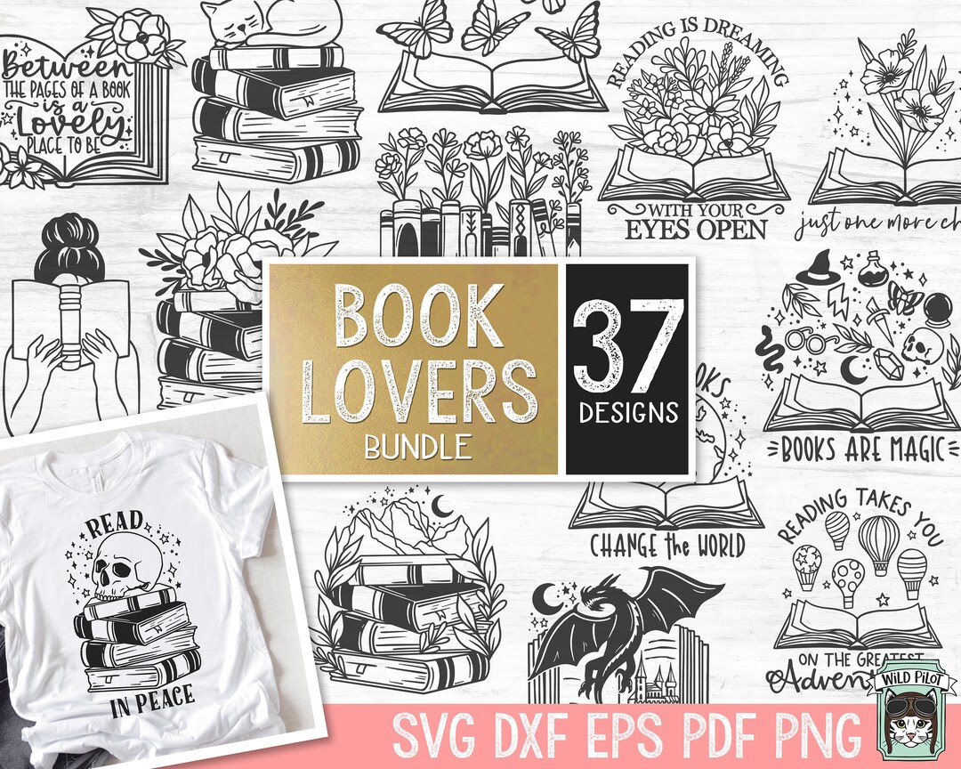 Book Lover Bundle SVG File, Love to Read Svg, Library Svg, Flower Books ...