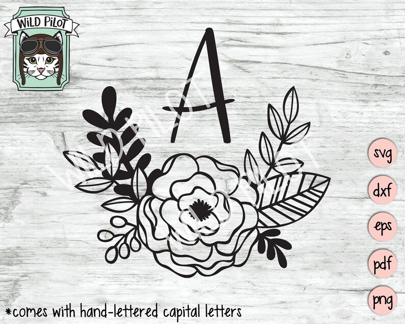 Flower Monogram SVG Floral Monogram cut file Monogram Frame | Etsy