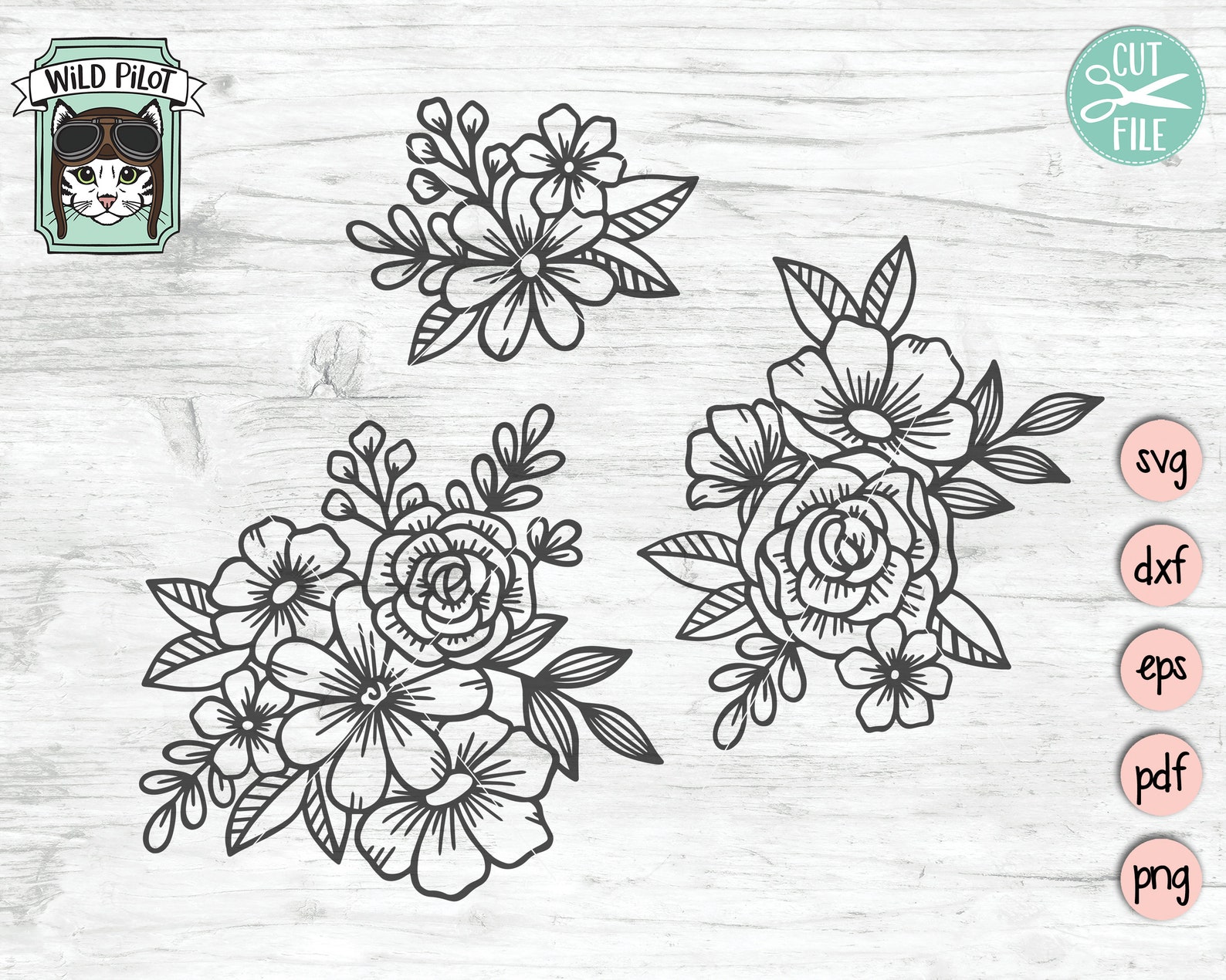 Flower SVG Files Floral SVG Files Flower Cut File Flower - Etsy