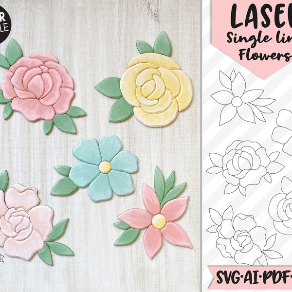 Floral Line Laser File - Etsy