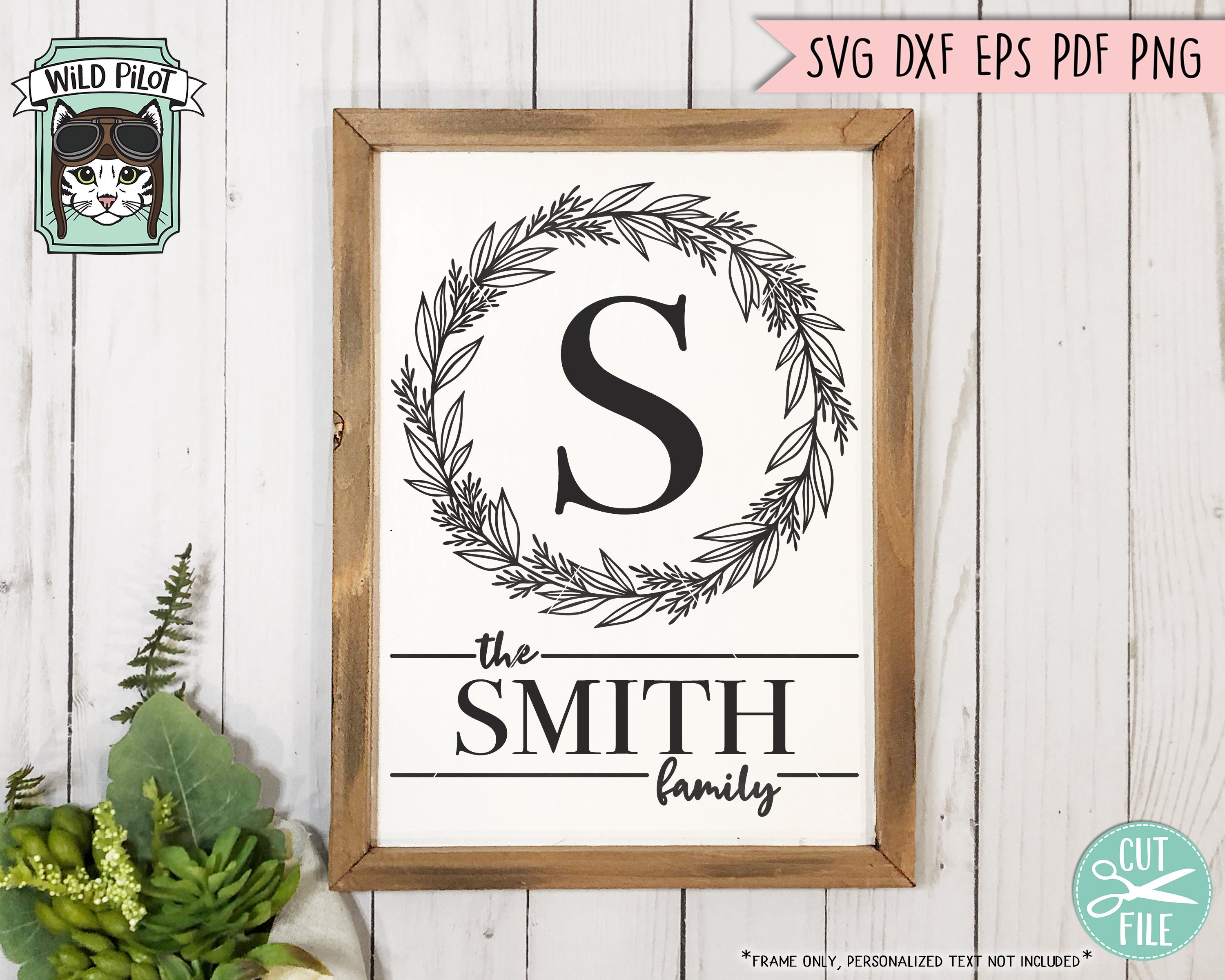 Monogram Wreath Svg File Leaf Monogram Frame Cut File Split - Etsy