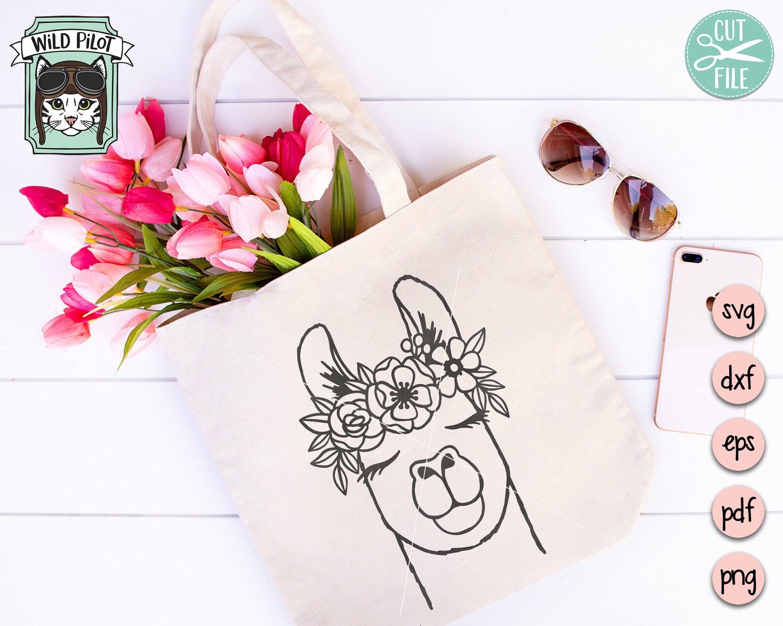 Lama SVG-Datei Lama mit Blume Krone SVG Lama geschnitten | Etsy