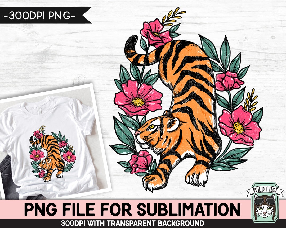 Tiger SUBLIMATION Design PNG, Floral Tiger Png File, Tiger Tattoo ...