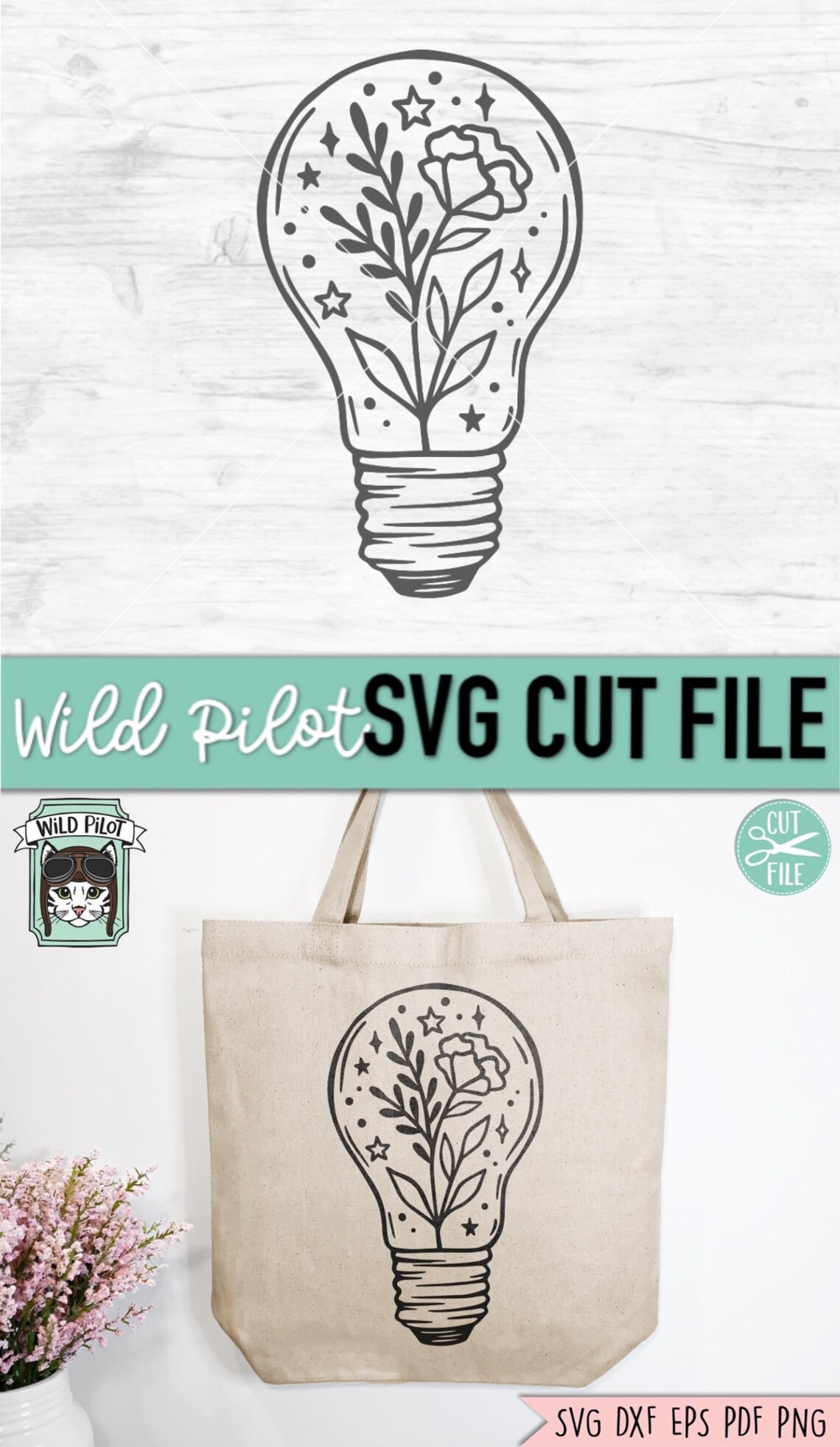 Light Bulb SVG Flowers SVG Cut File Floral SVG Cut File - Etsy