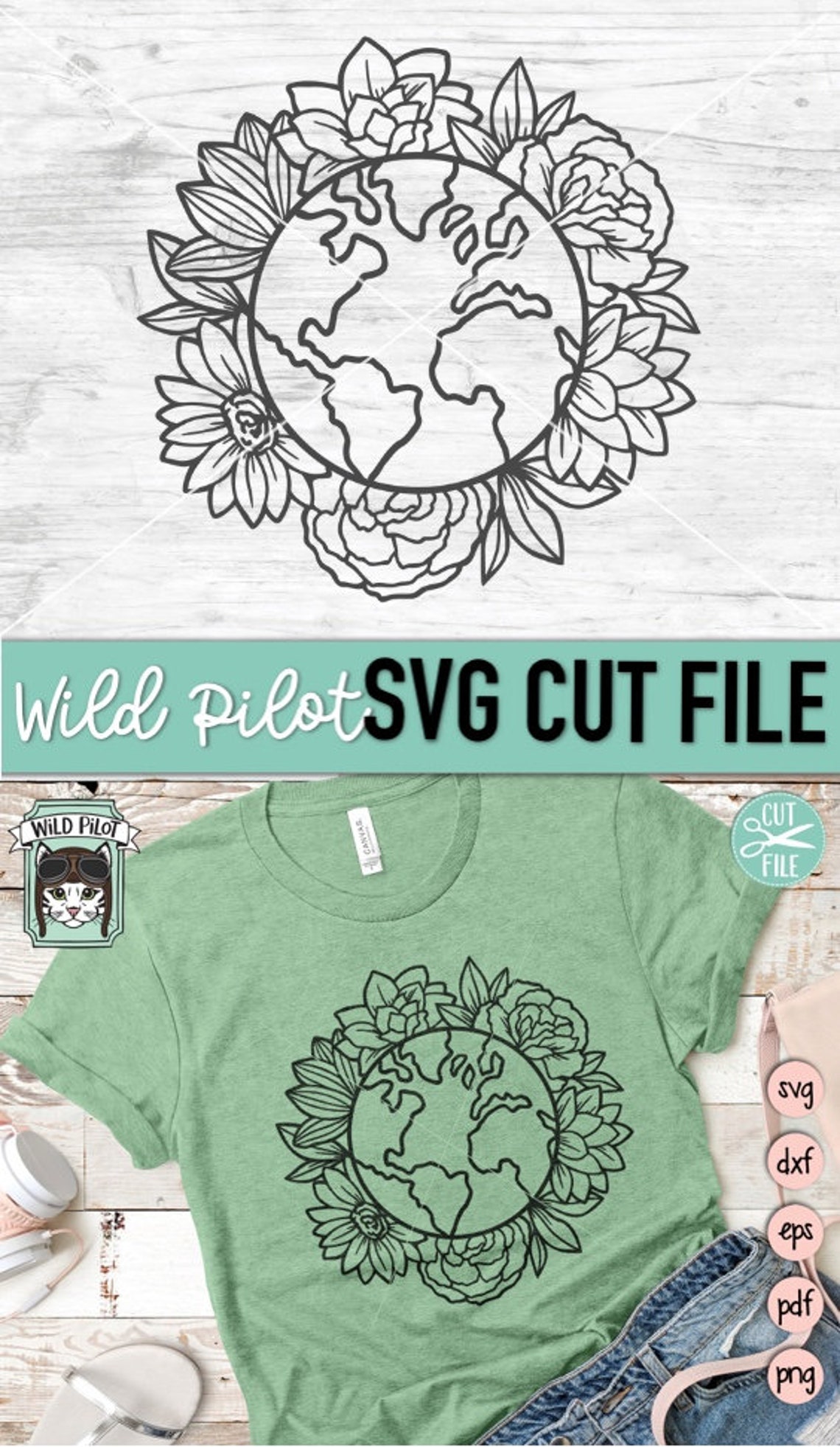 Love the Earth SVG File Floral Earth Day SVG File Earth - Etsy