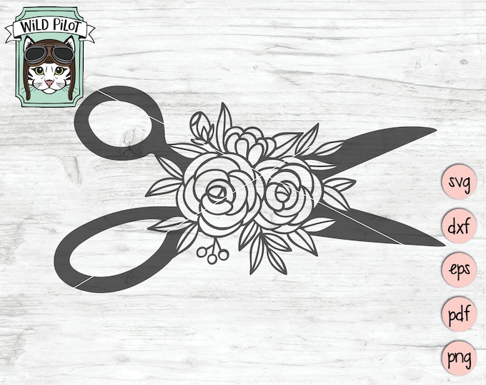 Scissors SVG File Scissors Cut File Scissors Floral Scissor - Etsy