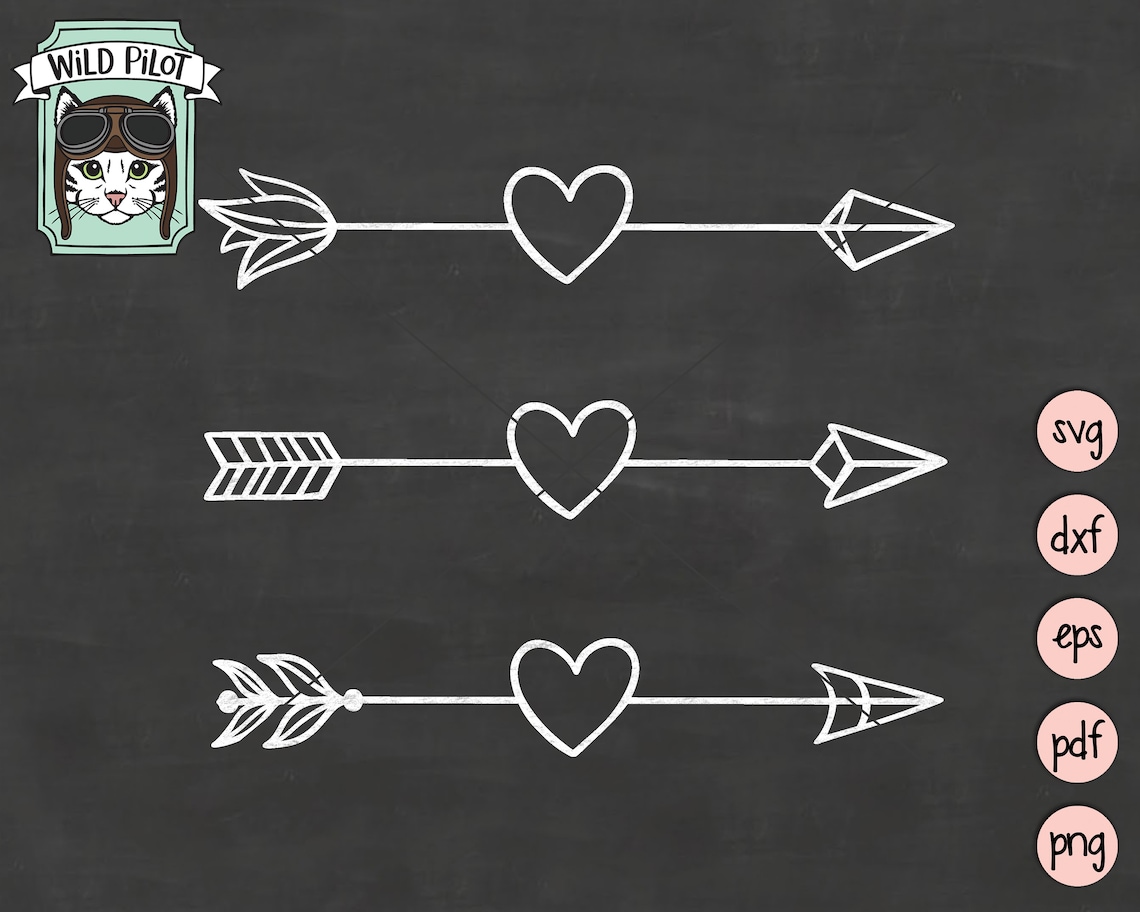 Arrows SVG Cut File Arrow Heart SVG Cut Files Valentines Day - Etsy