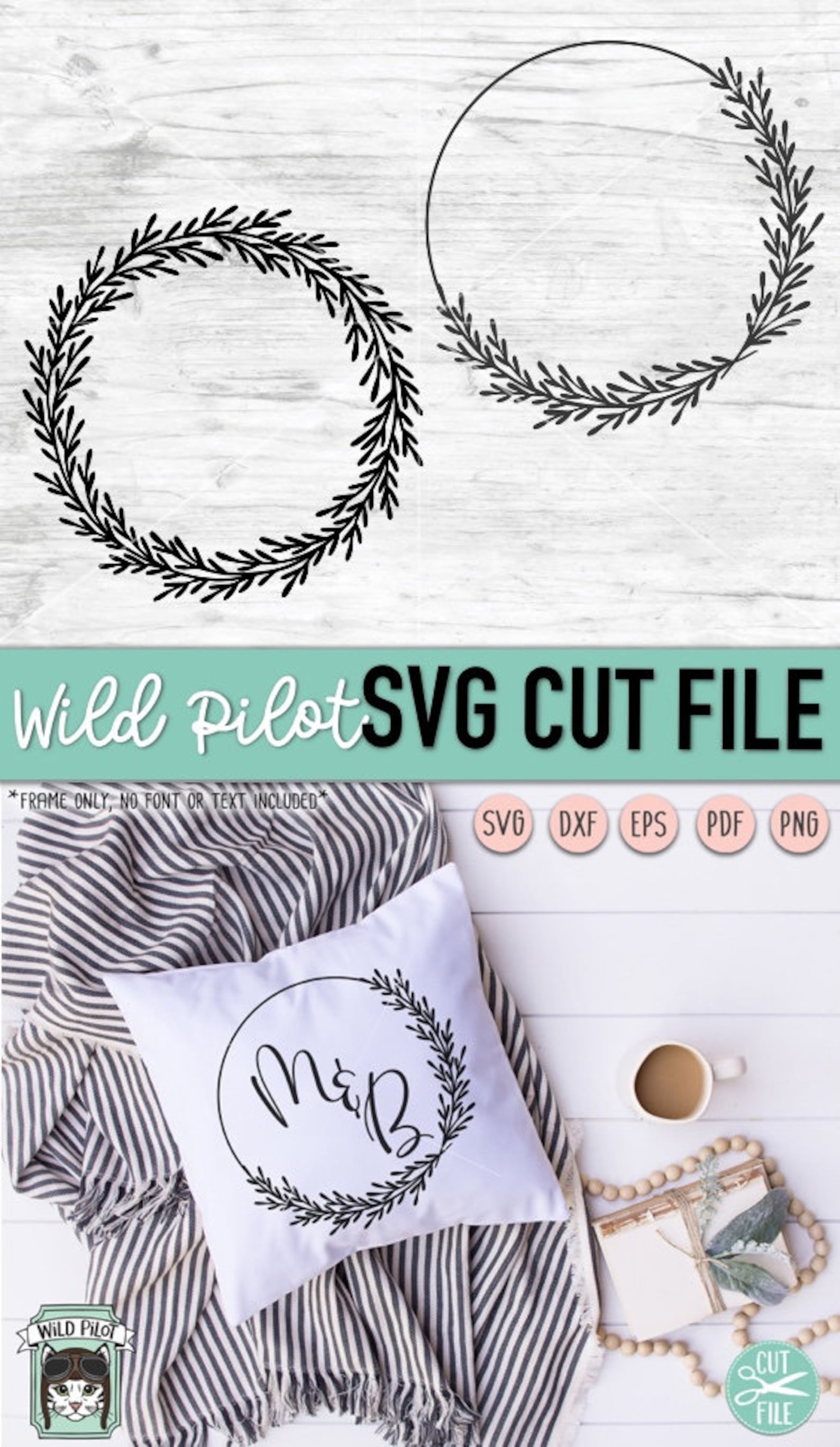 Wreath SVG File Laurel Wreath Svg Monogram Wreath SVG - Etsy