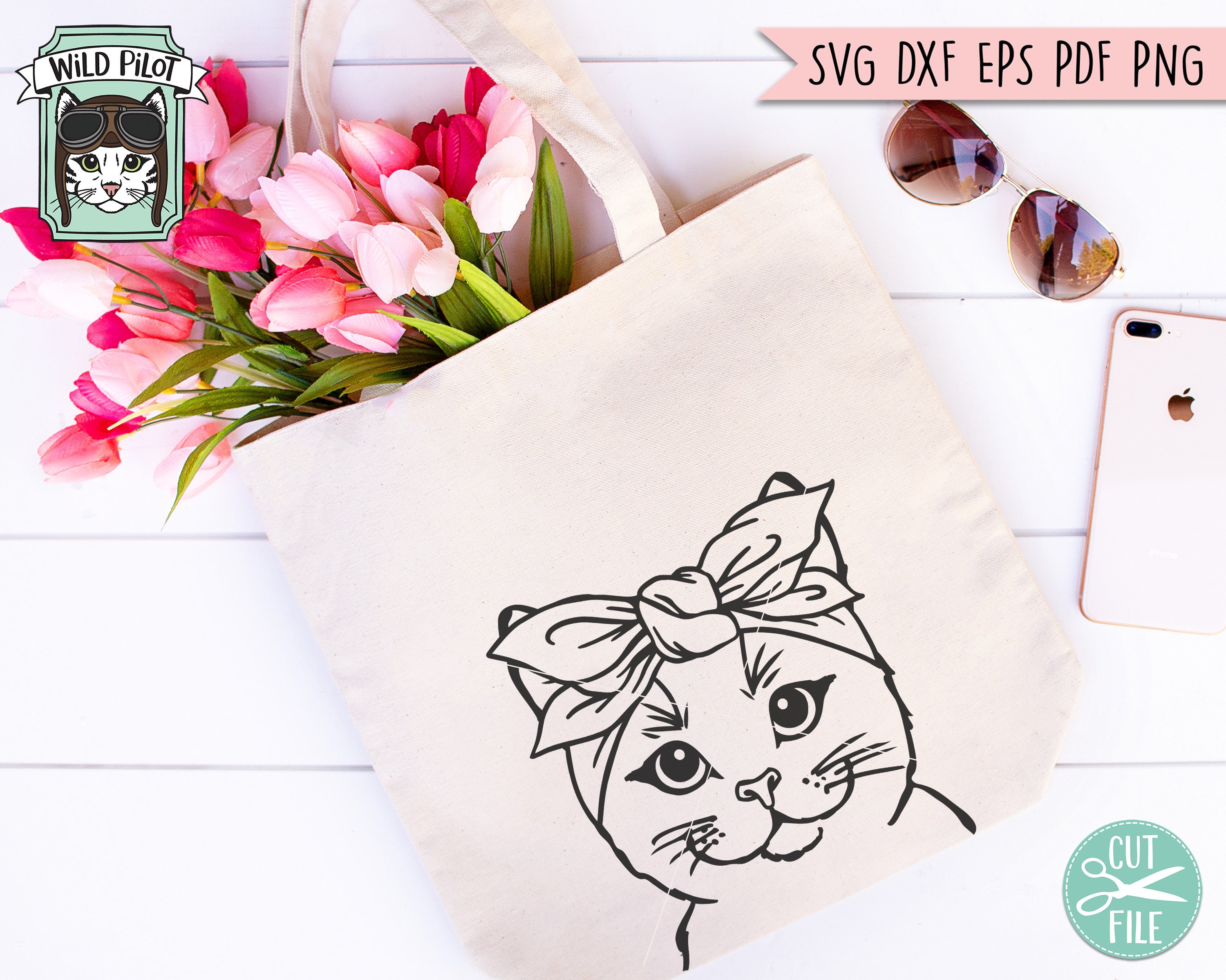 Cat Bandana SVG, Cat SVG File, Cat Cut File, Cat With Bandana, Bandana ...