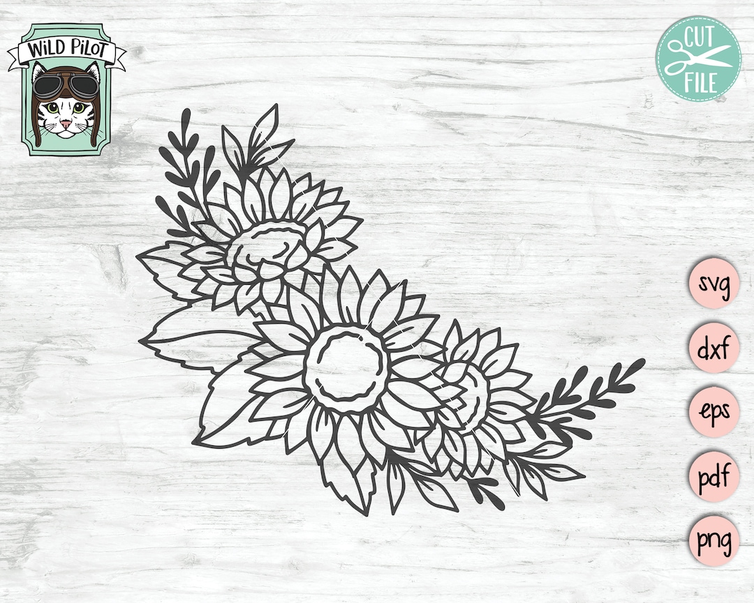 Sunflower SVG Files, Flower Border SVG, Sunflower Svg, Floral SVG Files ...