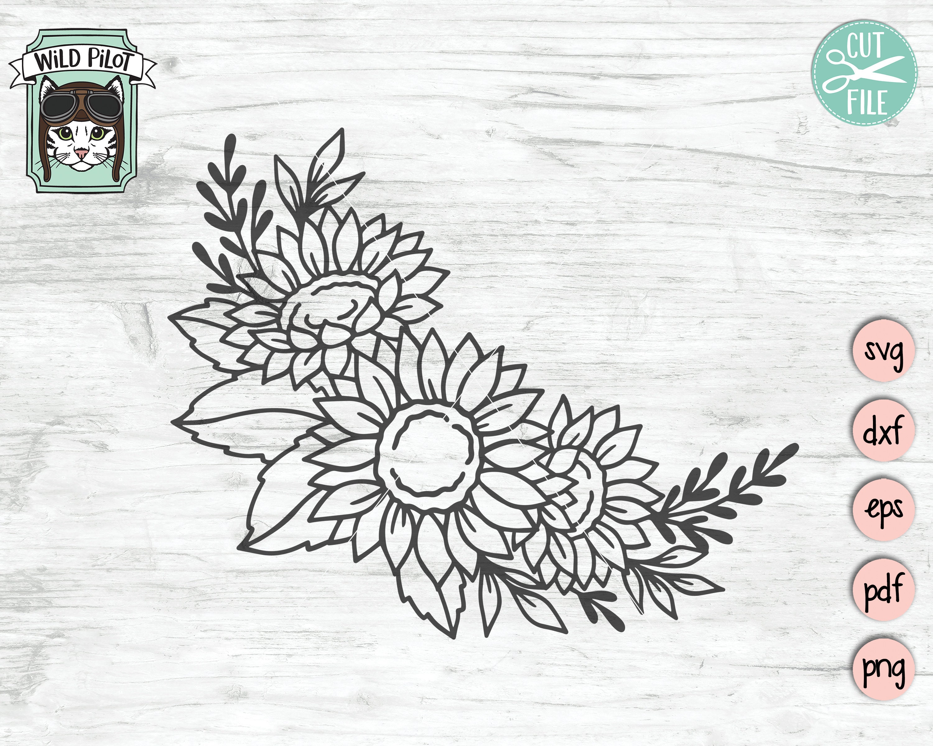 Sunflower Svg Files Flower Border Svg Sunflower Svg Floral Etsy