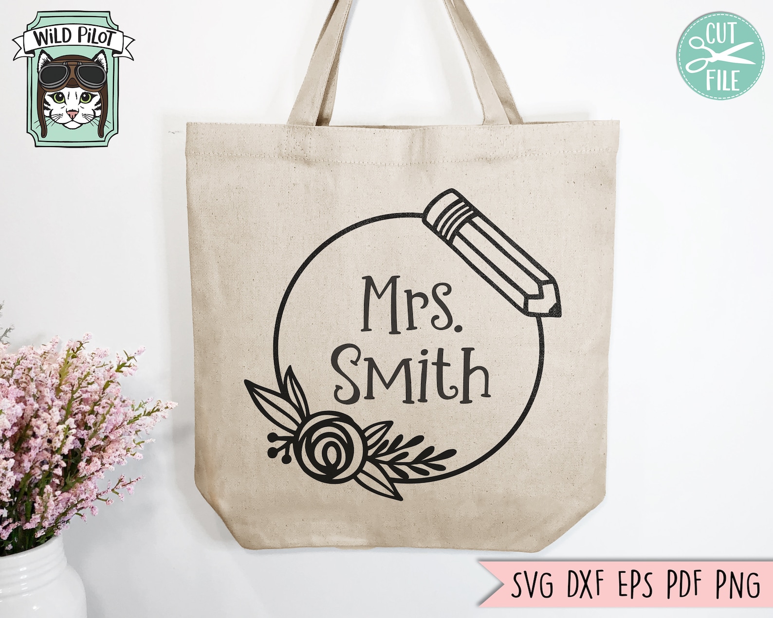 Flower Monogram Frame SVG Floral Monogram Frame SVG Teacher - Etsy