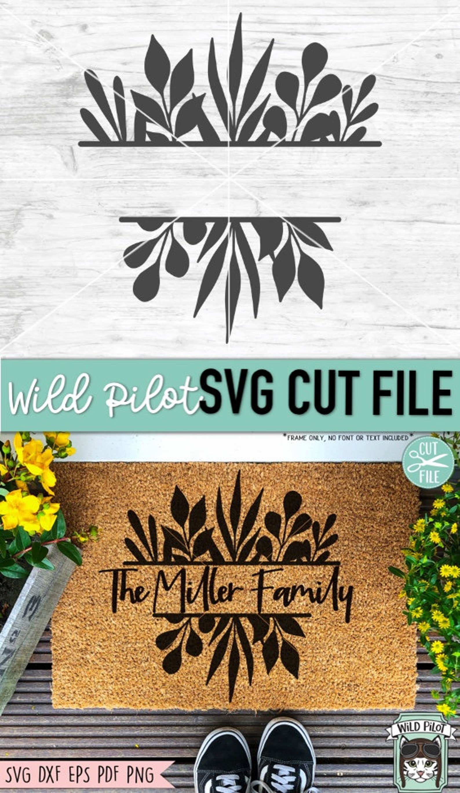 Leaf Border SVG Leaf Monogram Frame SVG Split Monogram Frame - Etsy
