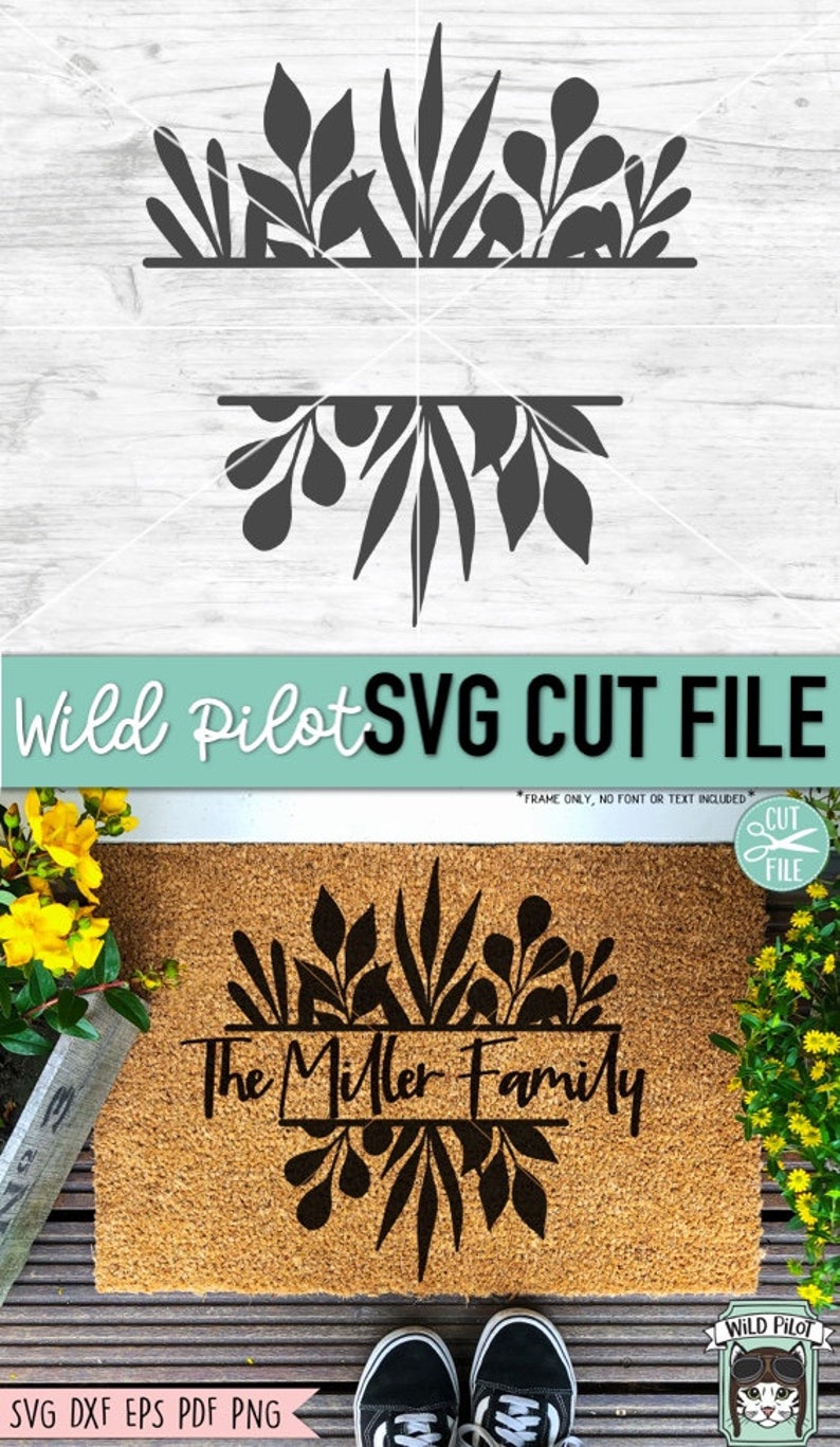 Leaf Border SVG, Leaf Monogram Frame SVG, Split Monogram Frame SVG ...