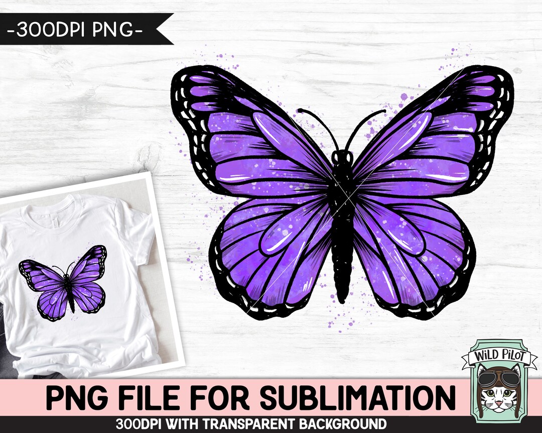 Monarch Butterfly PNG SUBLIMATION, Watercolor Sublimation, Purple ...