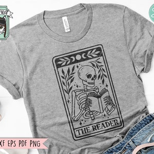 Skeleton Book Tarot Svg, the Reader SVG, Book Lover SVG, Skull SVG ...