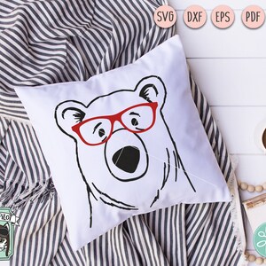 Bear Svg File, Bear With Glasses Bowtie Svg, Bear Cut File, Animal Face ...