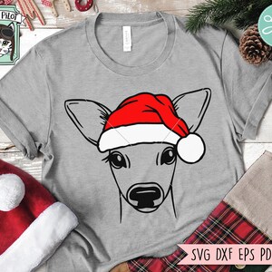 Deer Santa Hat Svg File, Reindeer With Hat Svg, Christmas Svg File ...