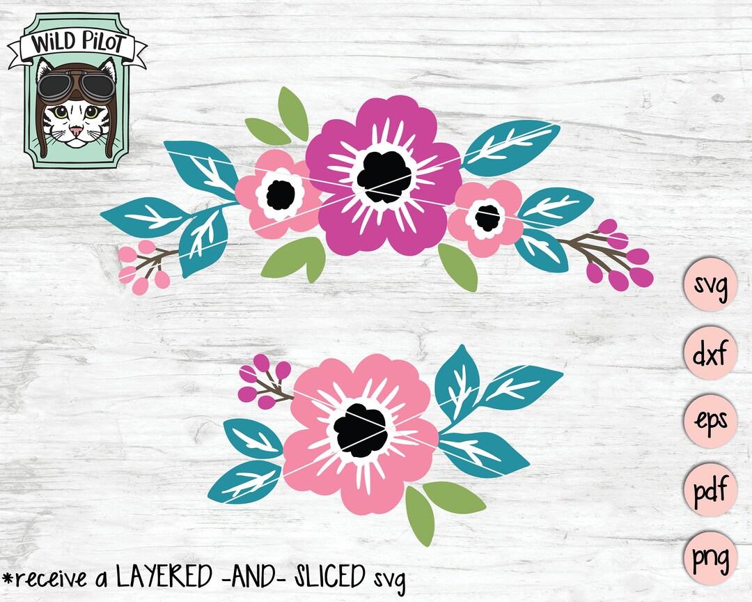 Flowers SVG File, Colorful Flowers Cut File, Flower Motifs Svg, Floral ...