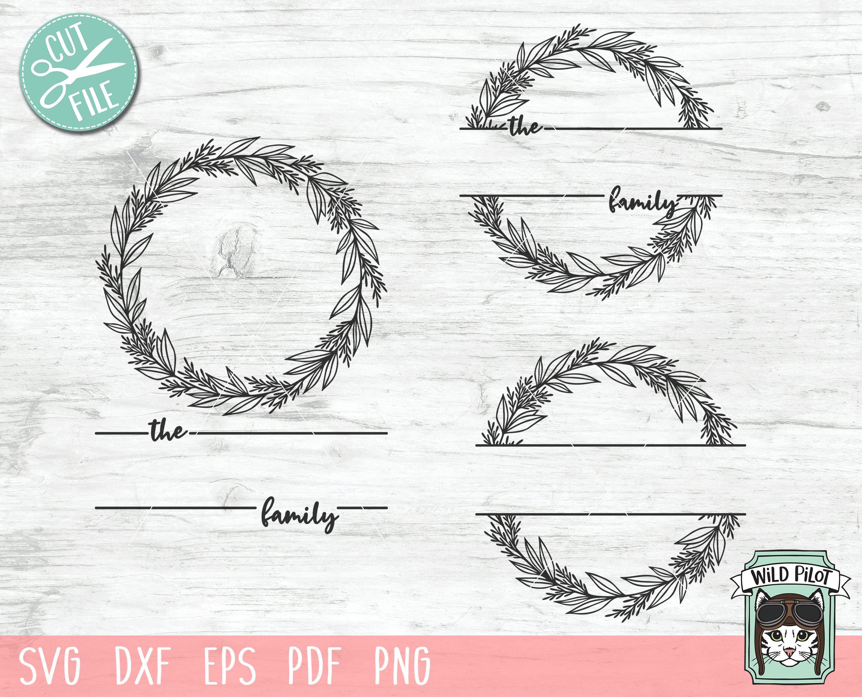 Monogram Wreath Svg File Leaf Monogram Frame Cut File Split - Etsy