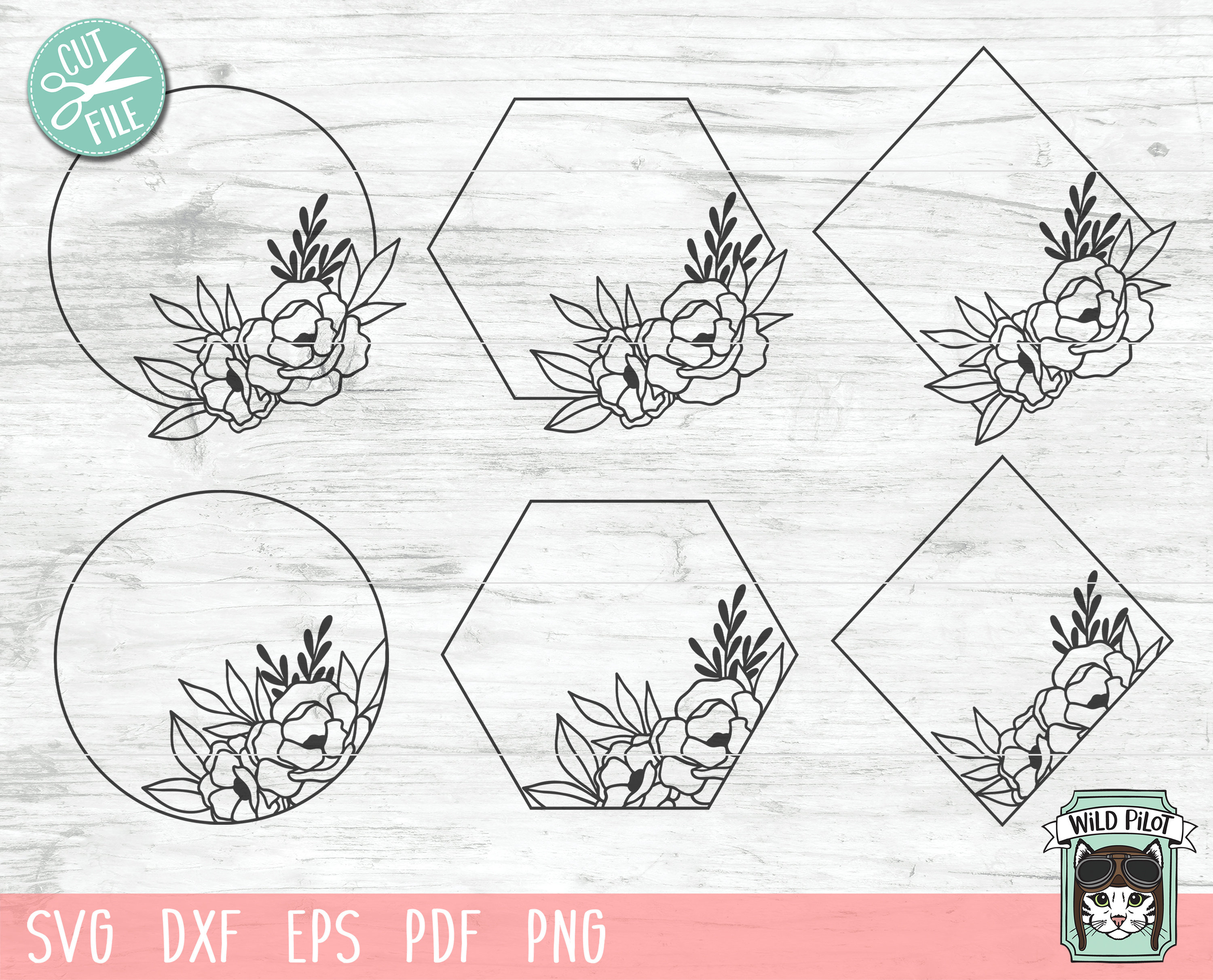 Flower Monogram Frame SVG File, Monogram Frame Cut File, Flower Border ...