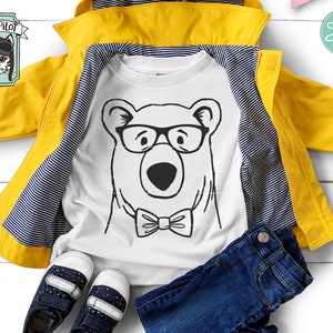 Bear Svg File, Bear With Glasses Bowtie Svg, Bear Cut File, Animal Face ...