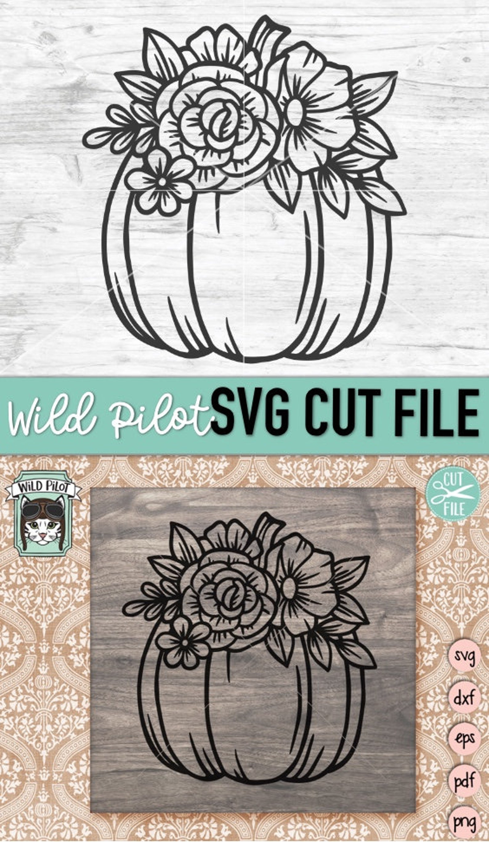Floral Pumpkin SVG File, Flower Pumpkin Svg, Pumpkin Cut File, Fall ...