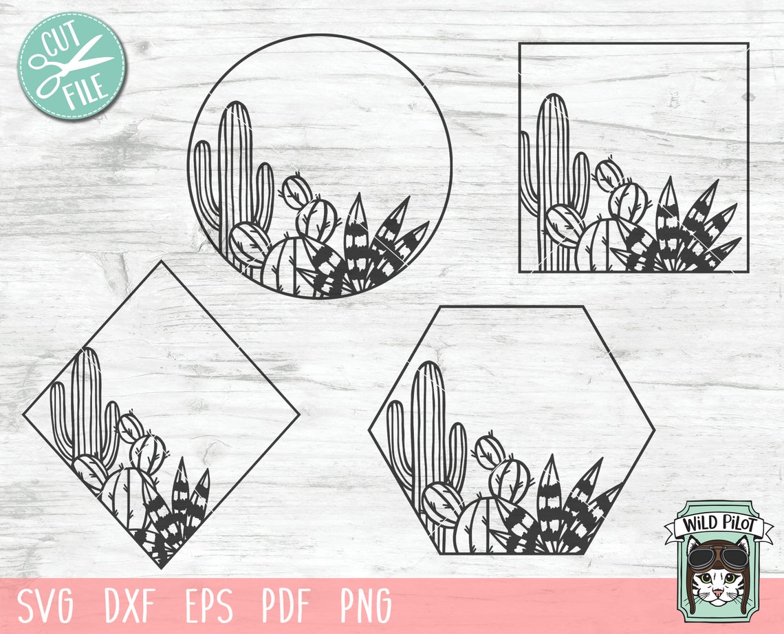 Cactus Frames SVG, Cactus SVG File, Cactus Monogram Svg, Cactus Border ...