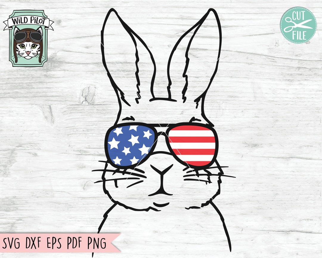 July 4th Bunny SVG, Fourth of July Rabbit Svg File, Bunny Glasses Svg ...