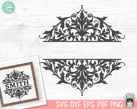 Monogram Frame SVG Split Scroll Monogram Frame SVG Cricut | Etsy