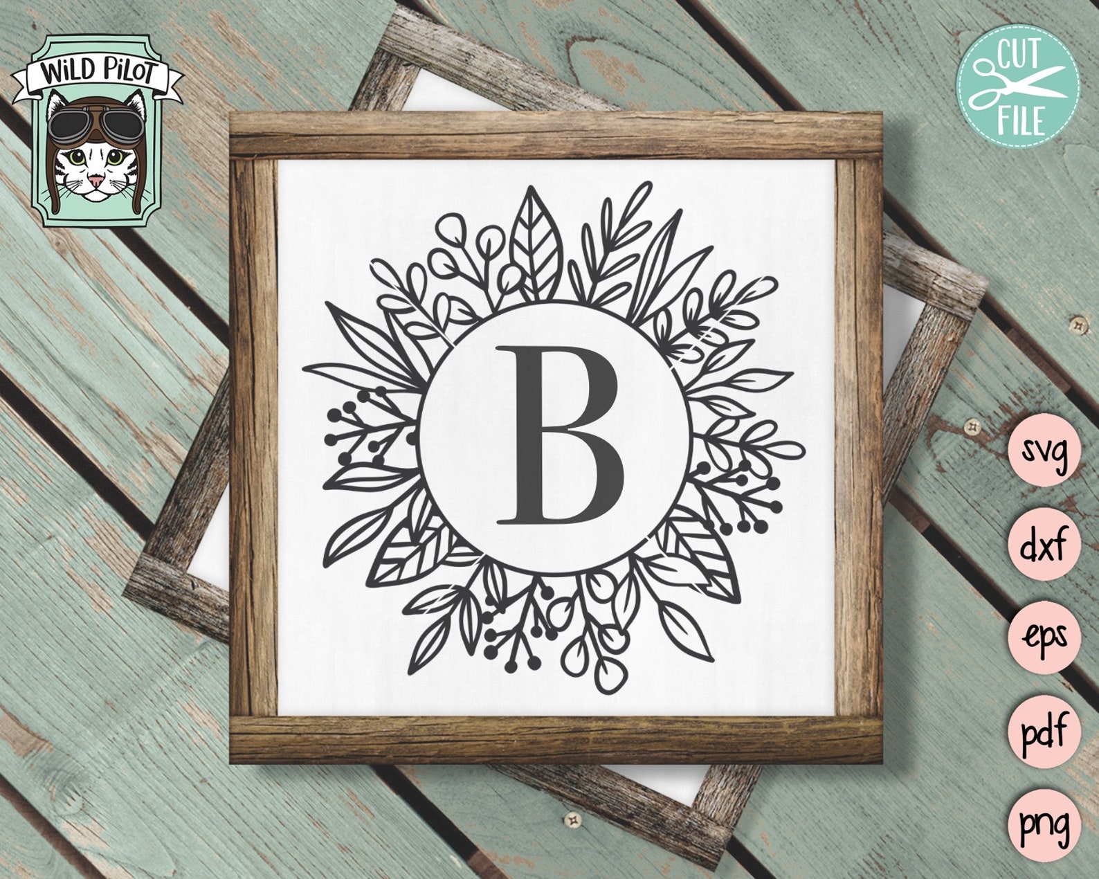 Leaf Frame SVG File, Monogram Frame SVG, Split Frame Svg, Leaf Border ...