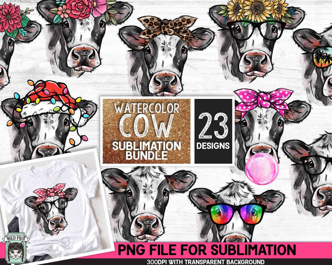 Cow SUBLIMATION Bundle PNG, Cow Png File, Floral Cow Sublimation, Cow ...