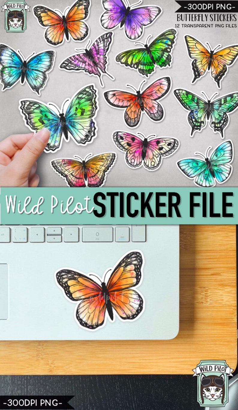 PRINTABLE Butterfly Sticker Files PNG File Butterfly | Etsy