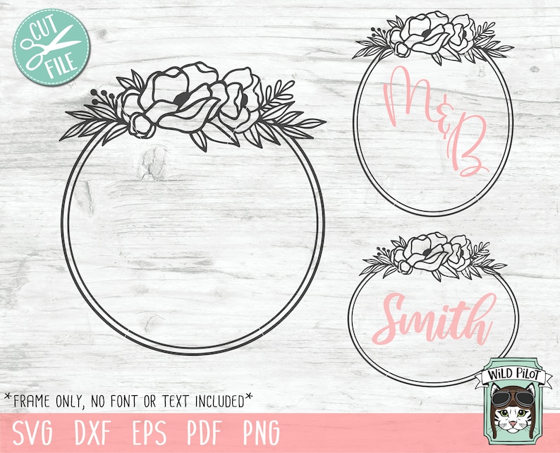 Flower Frame SVG File, Flower Monogram SVG File, Floral Wreath SVG ...