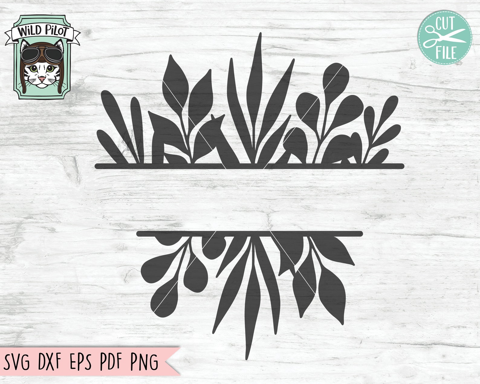 Leaf Border SVG Leaf Monogram Frame SVG Split Monogram Frame - Etsy
