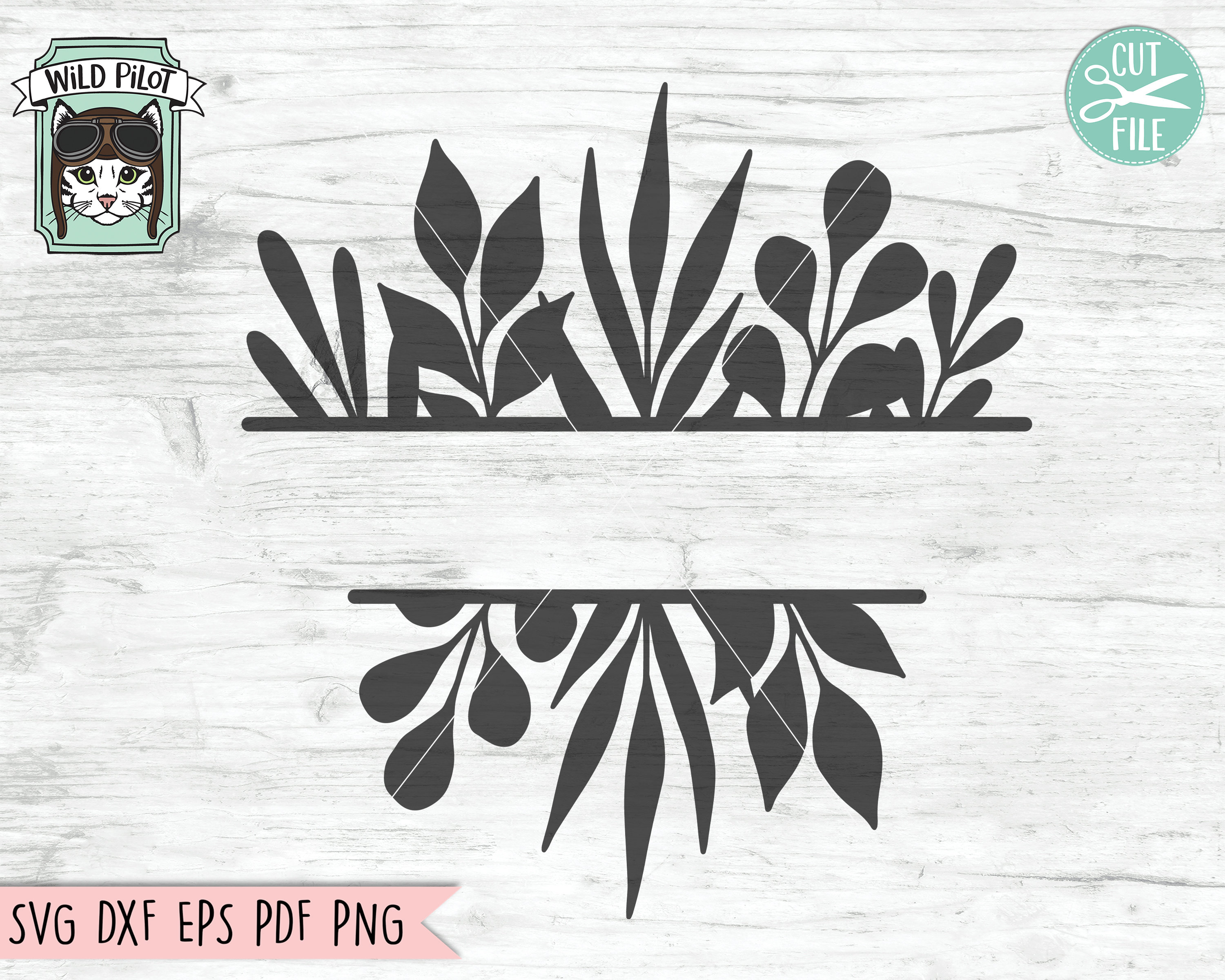 Leaf Border SVG Leaf Monogram Frame SVG Split Monogram Frame - Etsy