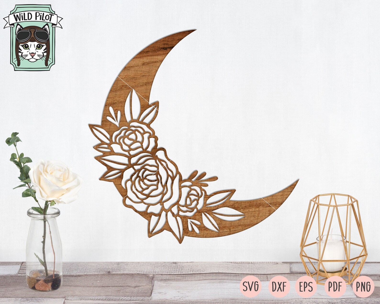 Moon Flowers Svg File, Moon Floral Svg, Dreamcatcher Svg File, Moon ...