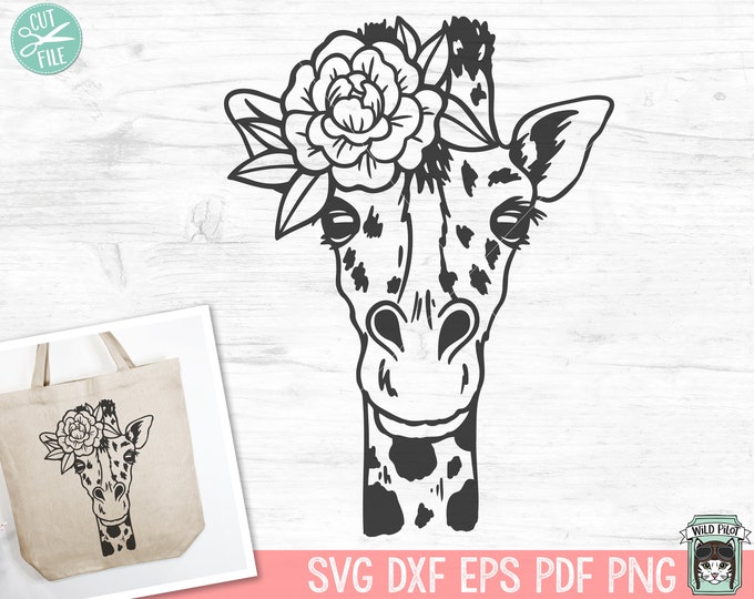 Giraffe Flowers Crown Svg, Animal Svg, Giraffe Cut File, Giraffe Svg ...