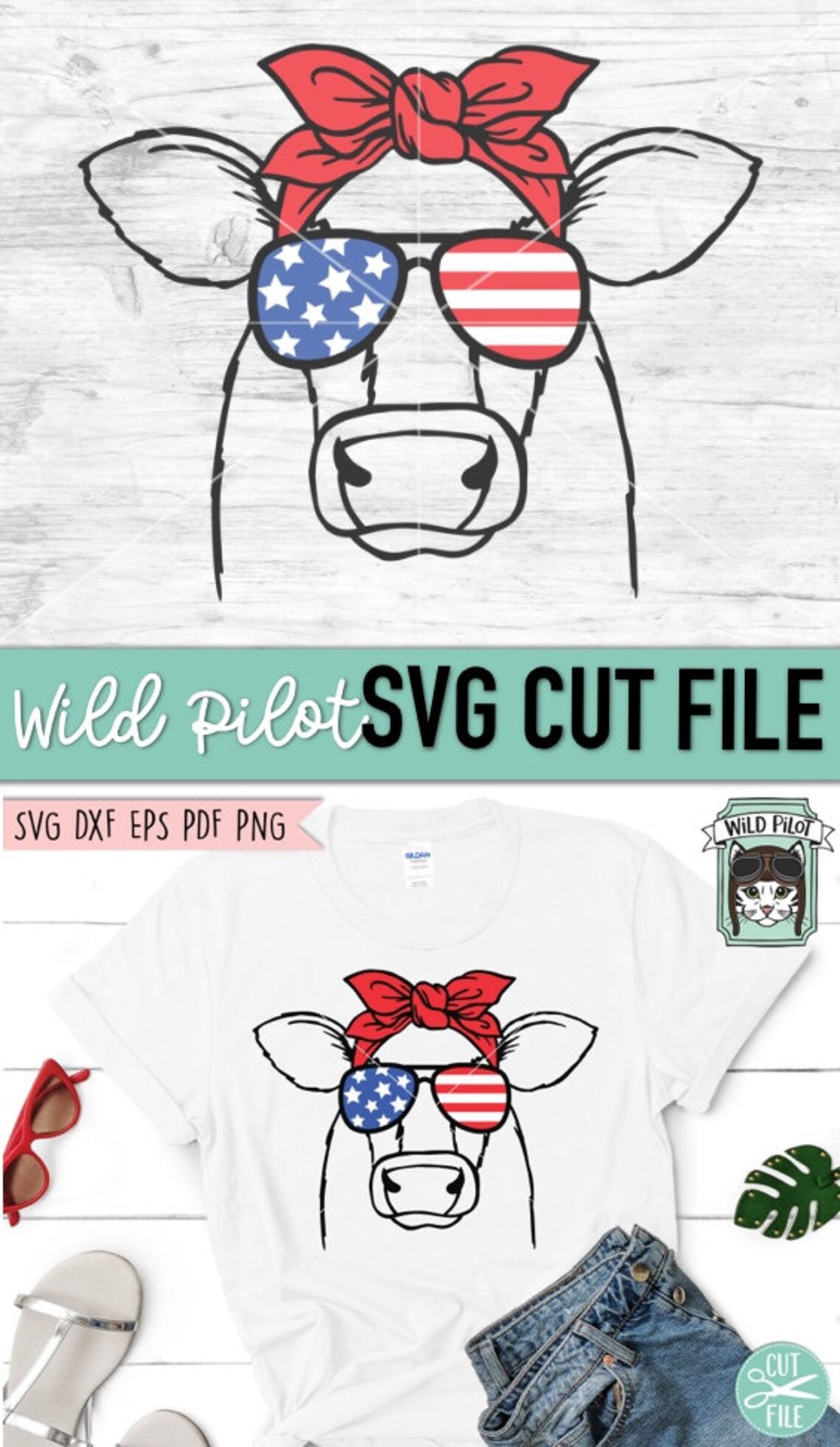 July 4th Cow SVG Fourth of July Cow Svg File Cow Glasses | Etsy