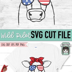 July 4th Cow SVG, Fourth of July Cow Svg File, Cow Glasses Svg, July ...