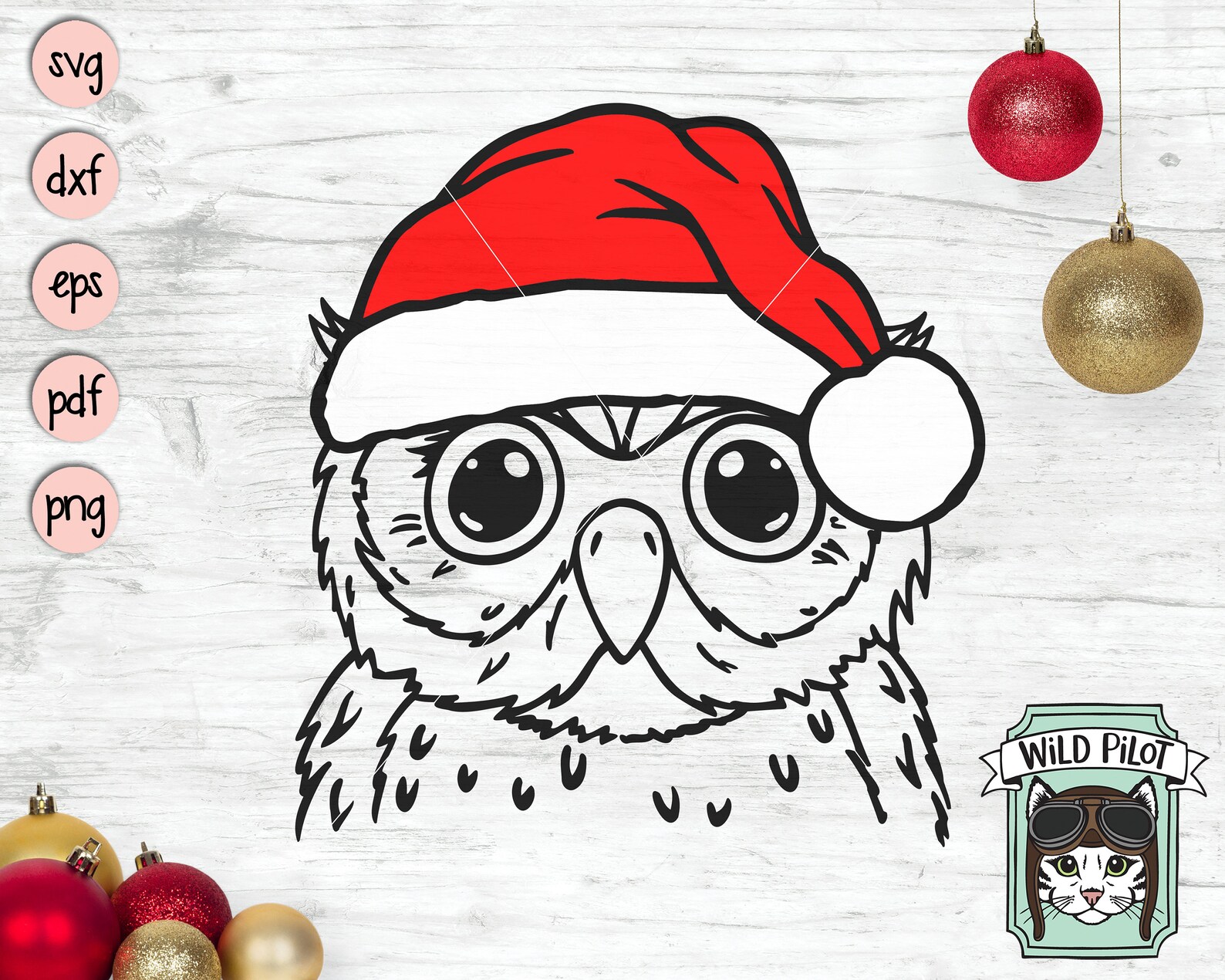 Owl Santa Hat Svg File Owl With Hat Svg Christmas Svg File - Etsy